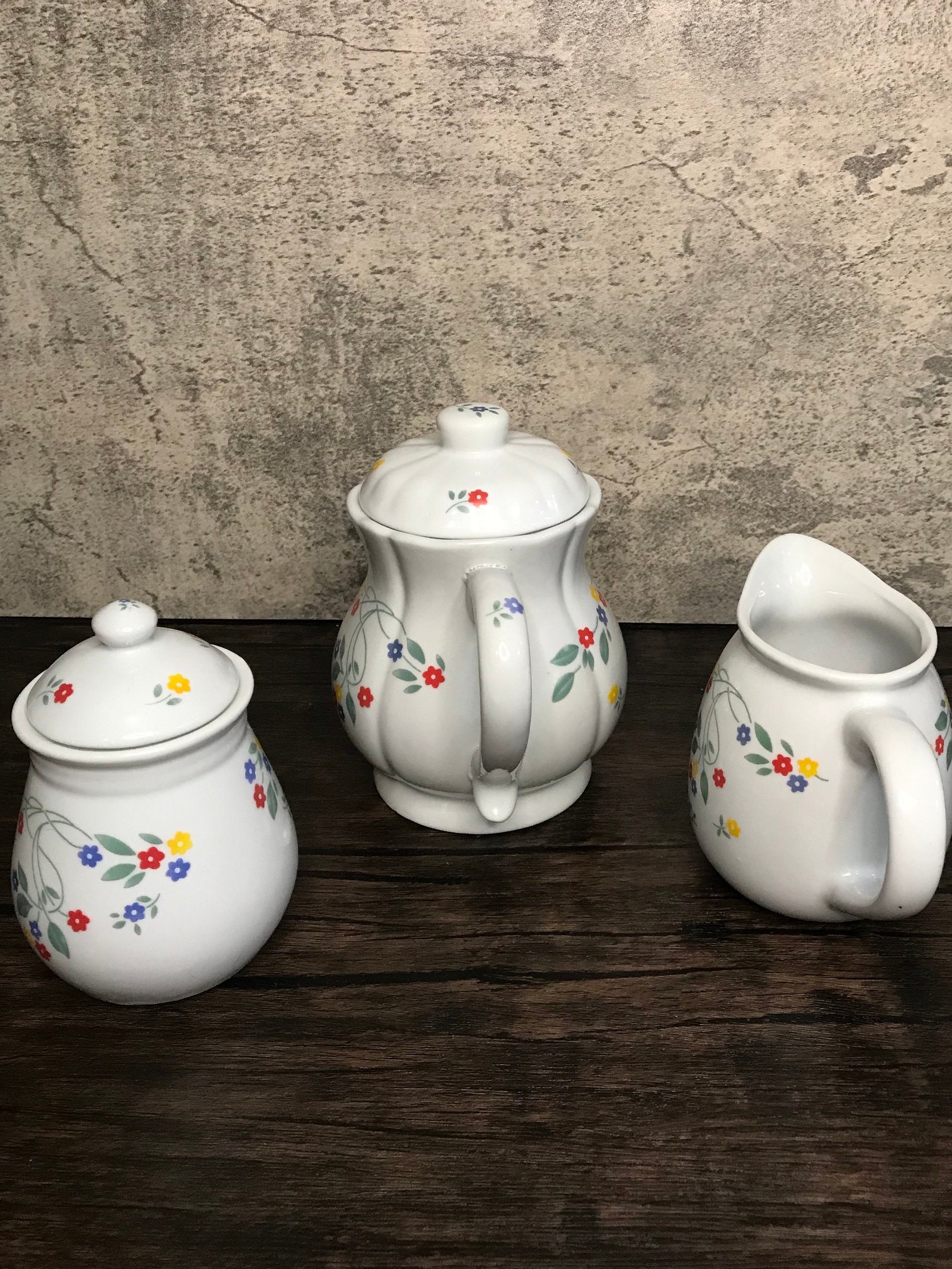 Vintage Corelle english Meadow Set of Sugar Canister, Creamer, and Tea ...