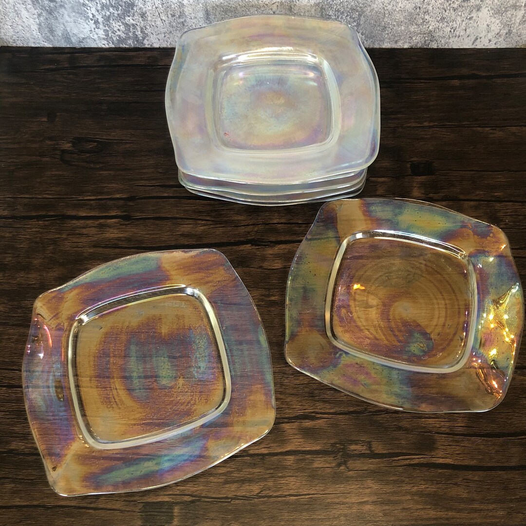 Vintage Iridescent Lusterware Glass Dinner Plates - Set of 8 - Etsy