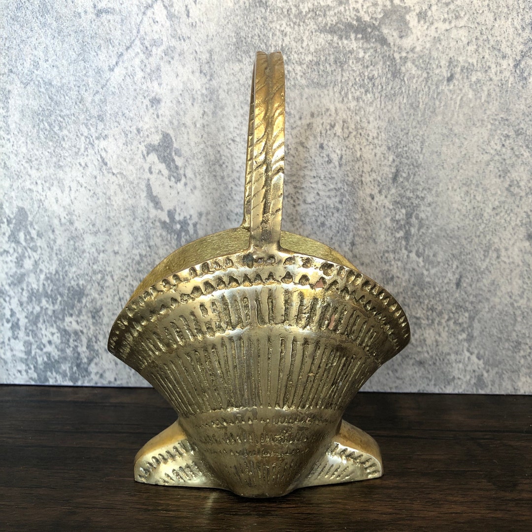 Vintage Heavy Thick Solid Brass Oyster Clam Shell Planter Vase Flower ...