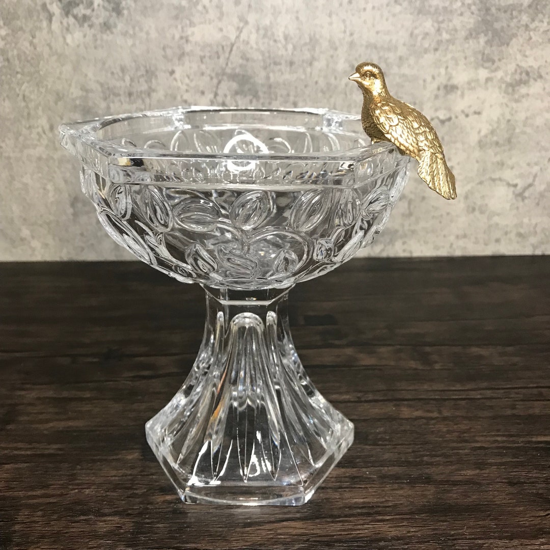Rare Vintage Gotham Crystal Garden Serenade Birdbath Candy Trinket ...