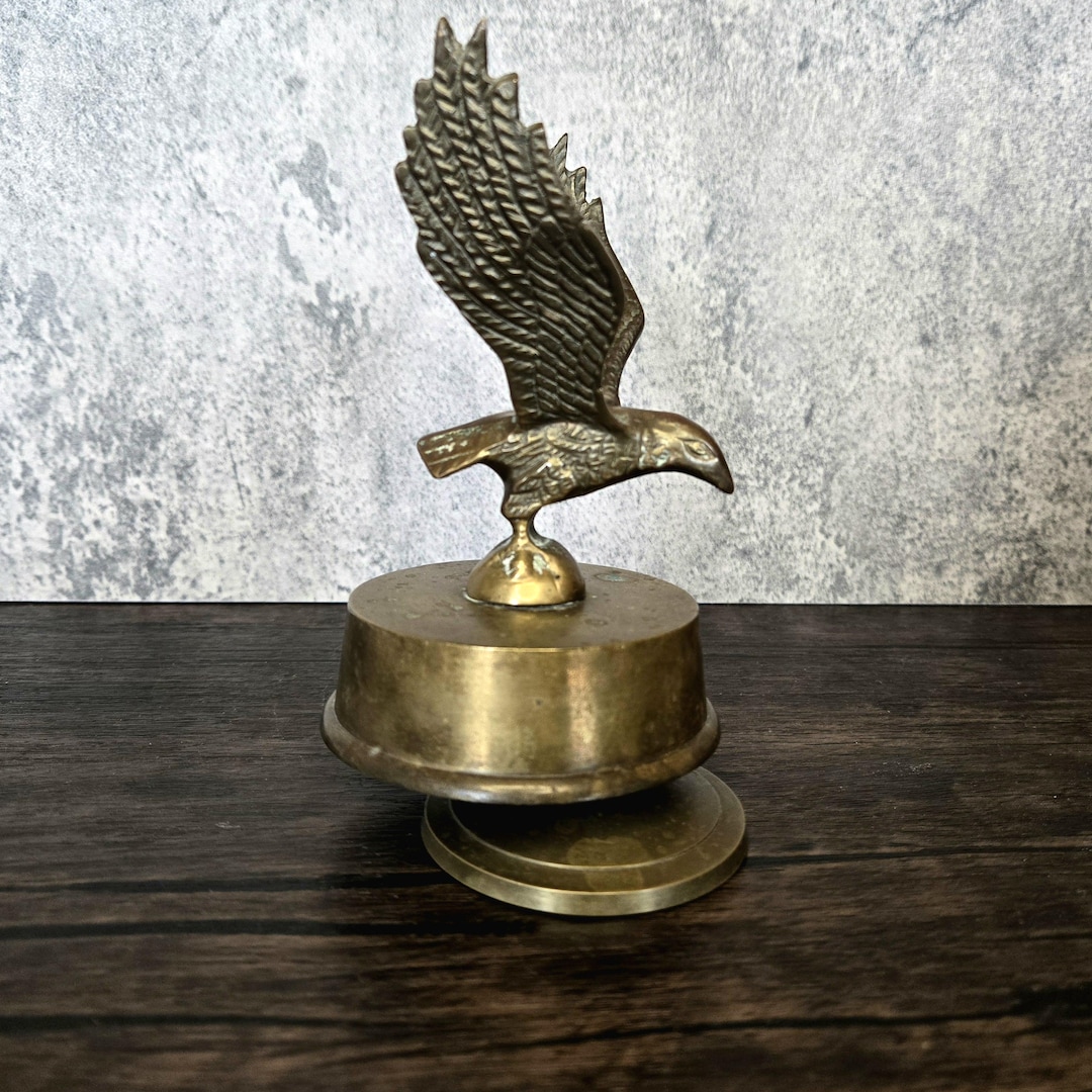Vintage Solid Brass Mechanical Turning Flying Bald Eagle Raptor ...