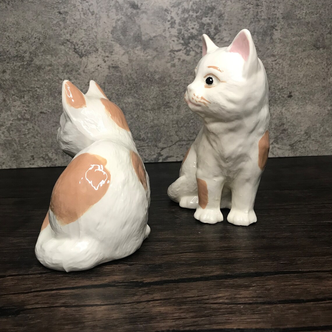 Pair Set of 2 Fluffy White and Tan Kitty Cat Kittens - Etsy