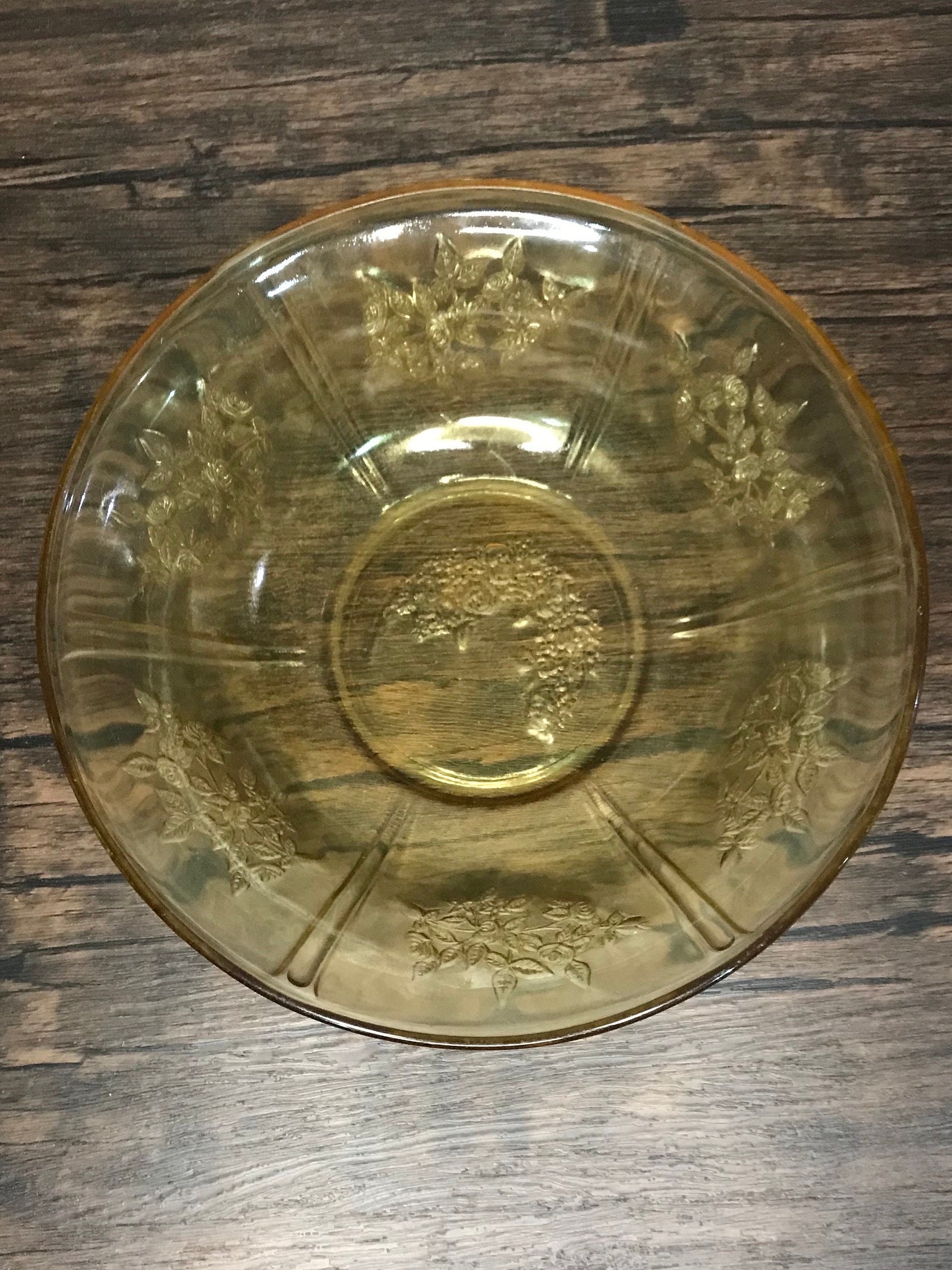 Antique 1910s 1920s Pale Amber Yellow Depression Glass Bowl Sharon ...