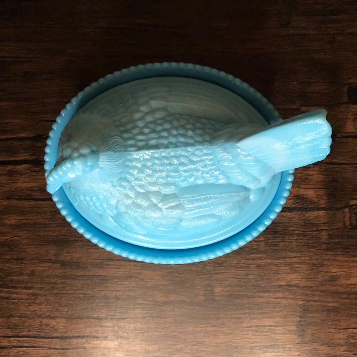 Vintage Westmoreland Large Blue Opaline Milk Slag Glass Nesting Chicken ...
