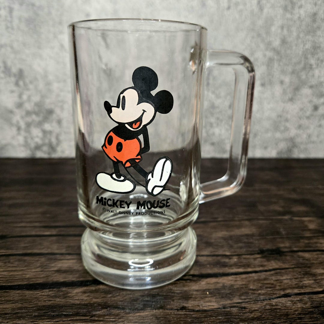 Vintage Walt Disney Mickey Mouse Character Cartoon Clear Footed Heavy ...