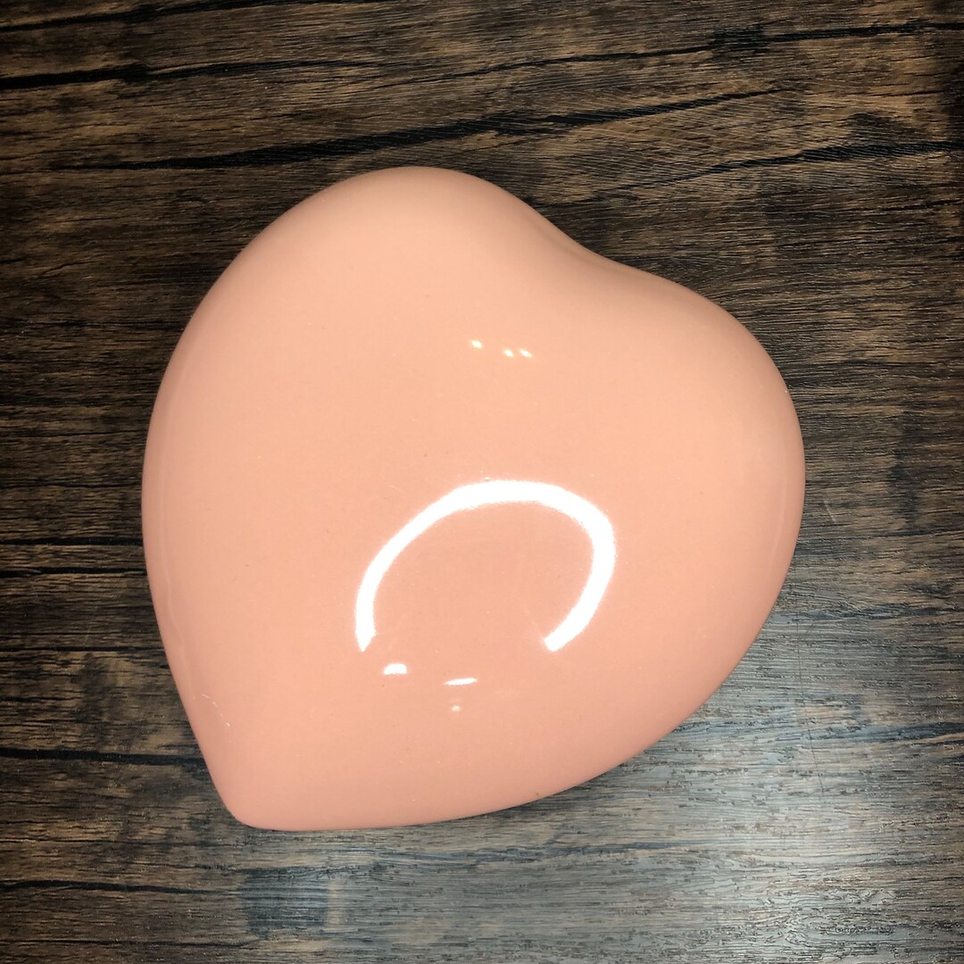 Vintage Srednick Dusky Rose Pink Ceramic Heart Shaped Lidded Trinket ...