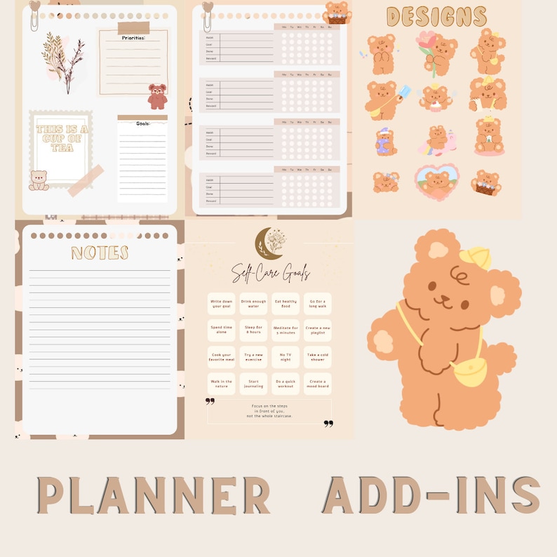 Honeybear Planner Add-ins - Undated - Etsy