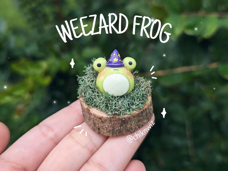 Wizard Frog Desk Buddy, Handmade Polymer Clay Figurine, Desk Decor - Etsy
