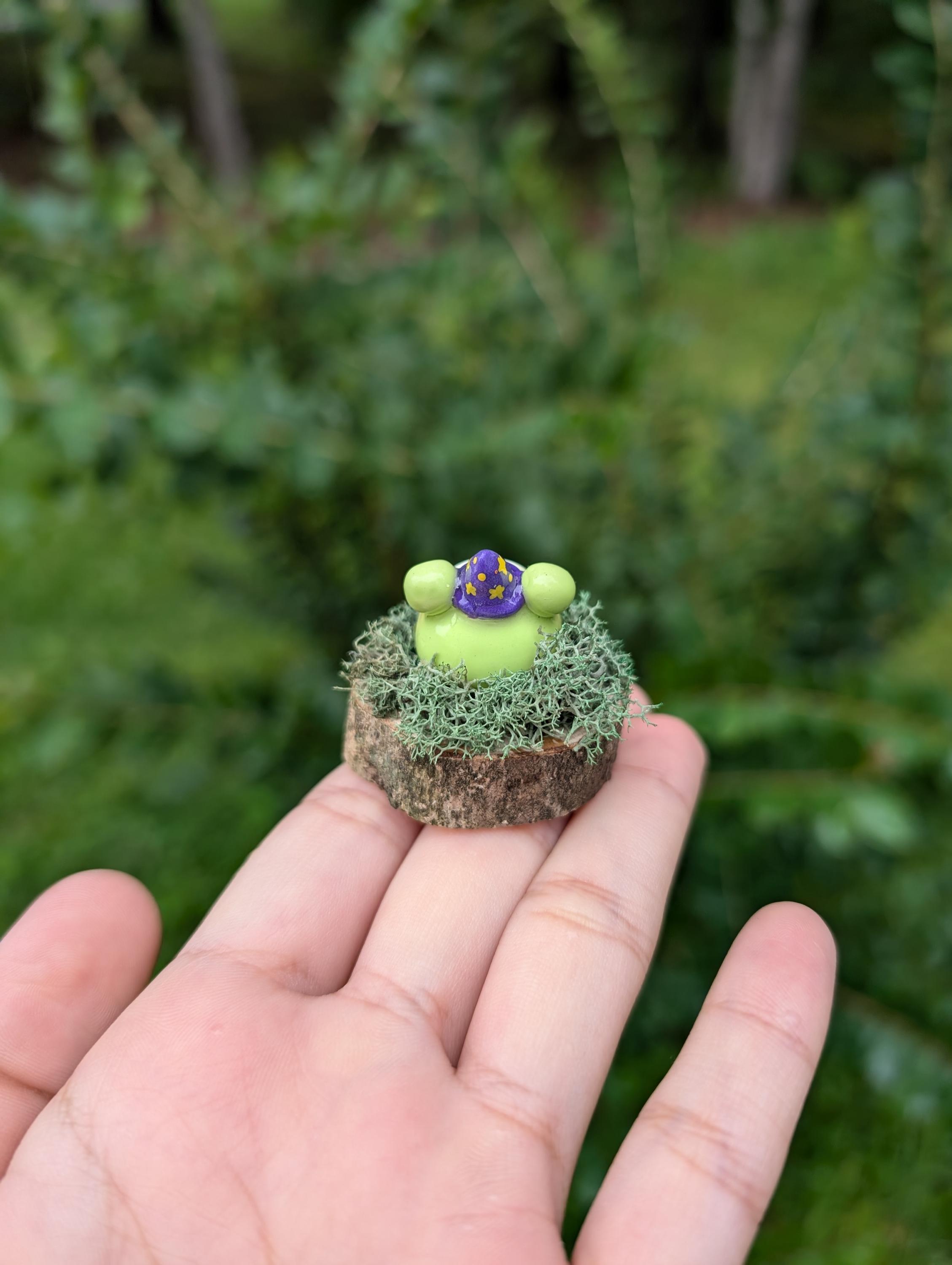 Wizard Frog Desk Buddy, Handmade Polymer Clay Figurine, Desk Decor - Etsy