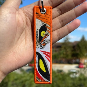 Anime Embroidered Jet Tag Keychain - Etsy