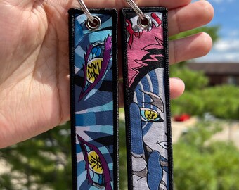 Anime Embroidered Jet Tag Keychain - Etsy