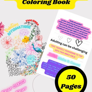 50 Positive Affirmation Coloring Pages for Adults, Mental Health and ...