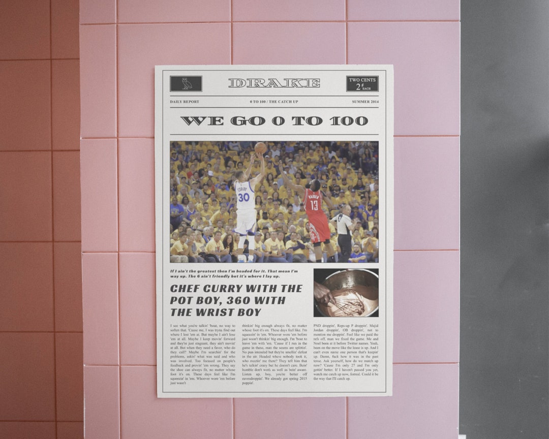 Drake, 0 to 100, Wall Print, Wall Art, Dorm Room Decor, Gift, OVO ...