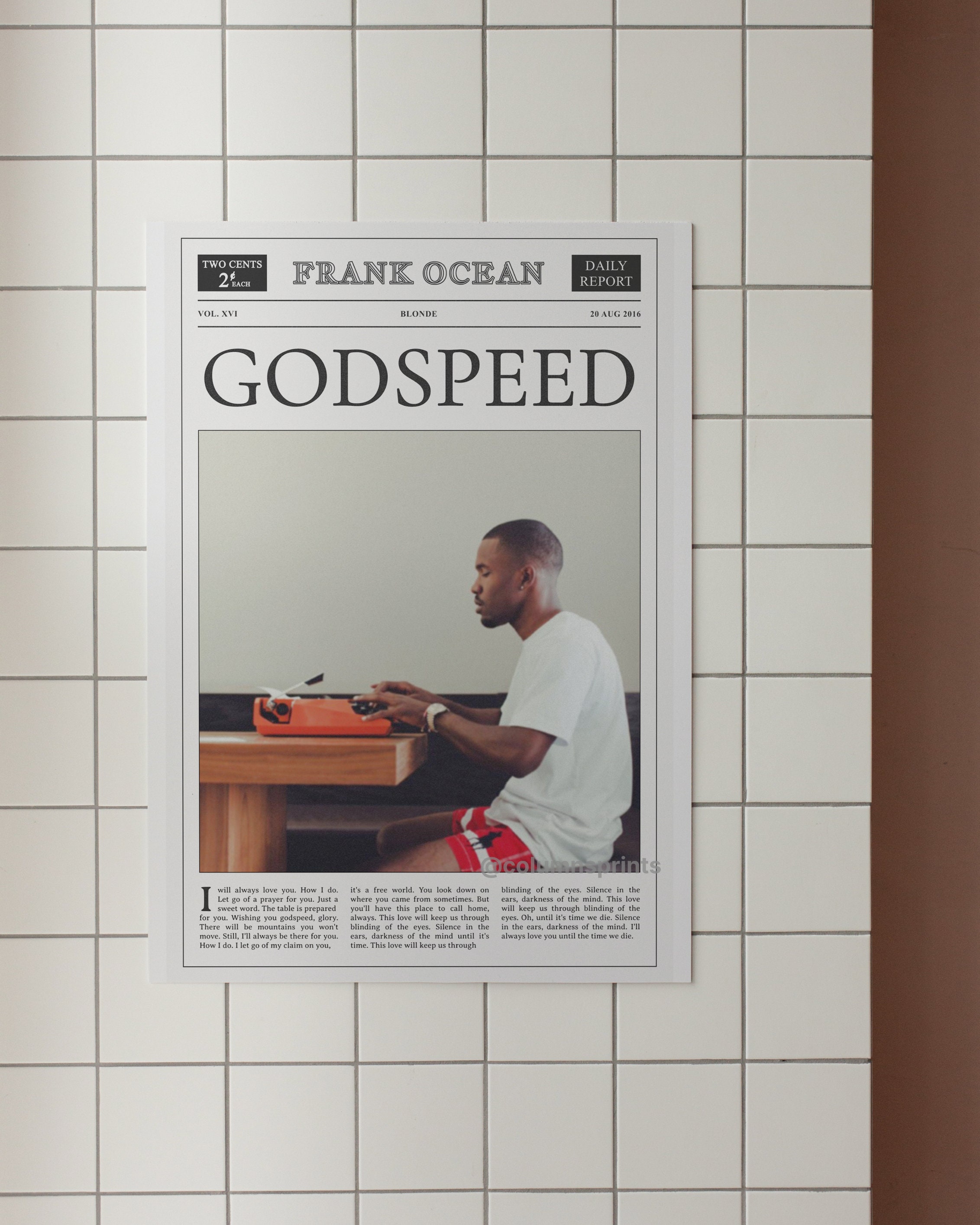 Frank Ocean Godspeed Blonde Wall Print Wall Art Dorm Room - Etsy