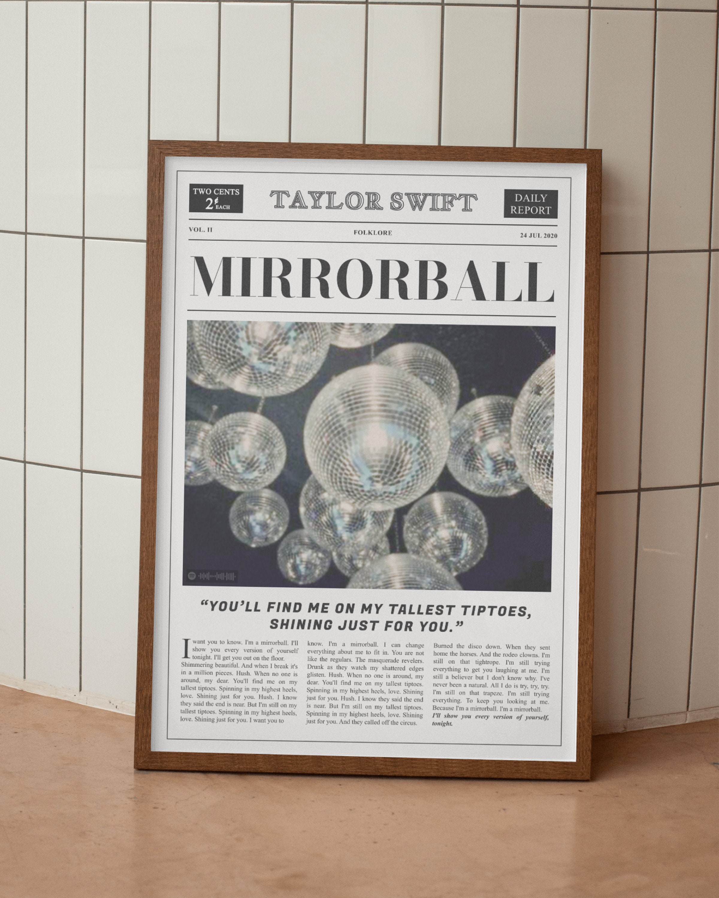 Taylor Swift Mirrorball Wall Print Wall Art Dorm Room Decor - Etsy