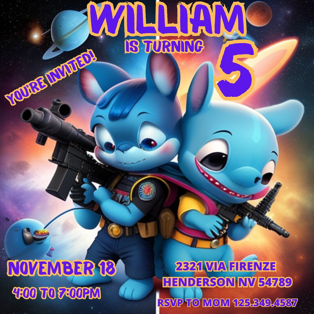 Stich's/birthday Invitation/digital Download/print at - Etsy