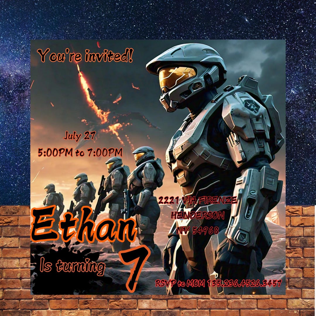 Halo Birthday Invitation/digital Download/print at Home/diy Invitation ...