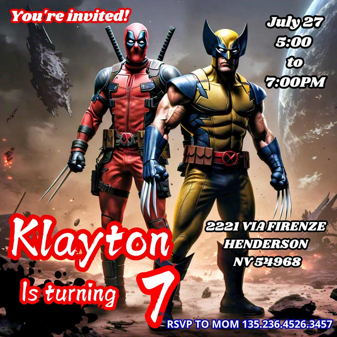 Deadpool & Wolverine /birthday Invitation/digital Download/print at ...