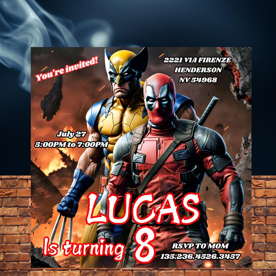 Deadpool and Wolverine/birthday Invitation/digital Download/print at ...