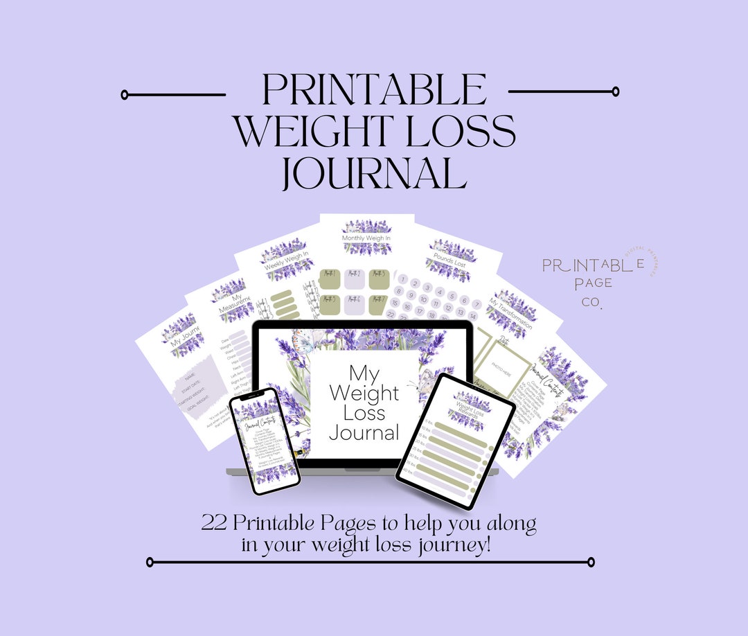 Weight Loss Journal, Printable Weight Loss Journal, Lavender Themed ...