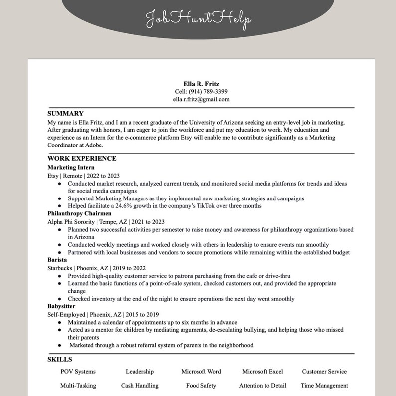 Entry-level/recent Grad Basic Resume Template - Etsy