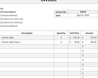 Microsoft Excel Invoice Template, Complete With Autofill Formulas, Customizable, Easy to Use ...