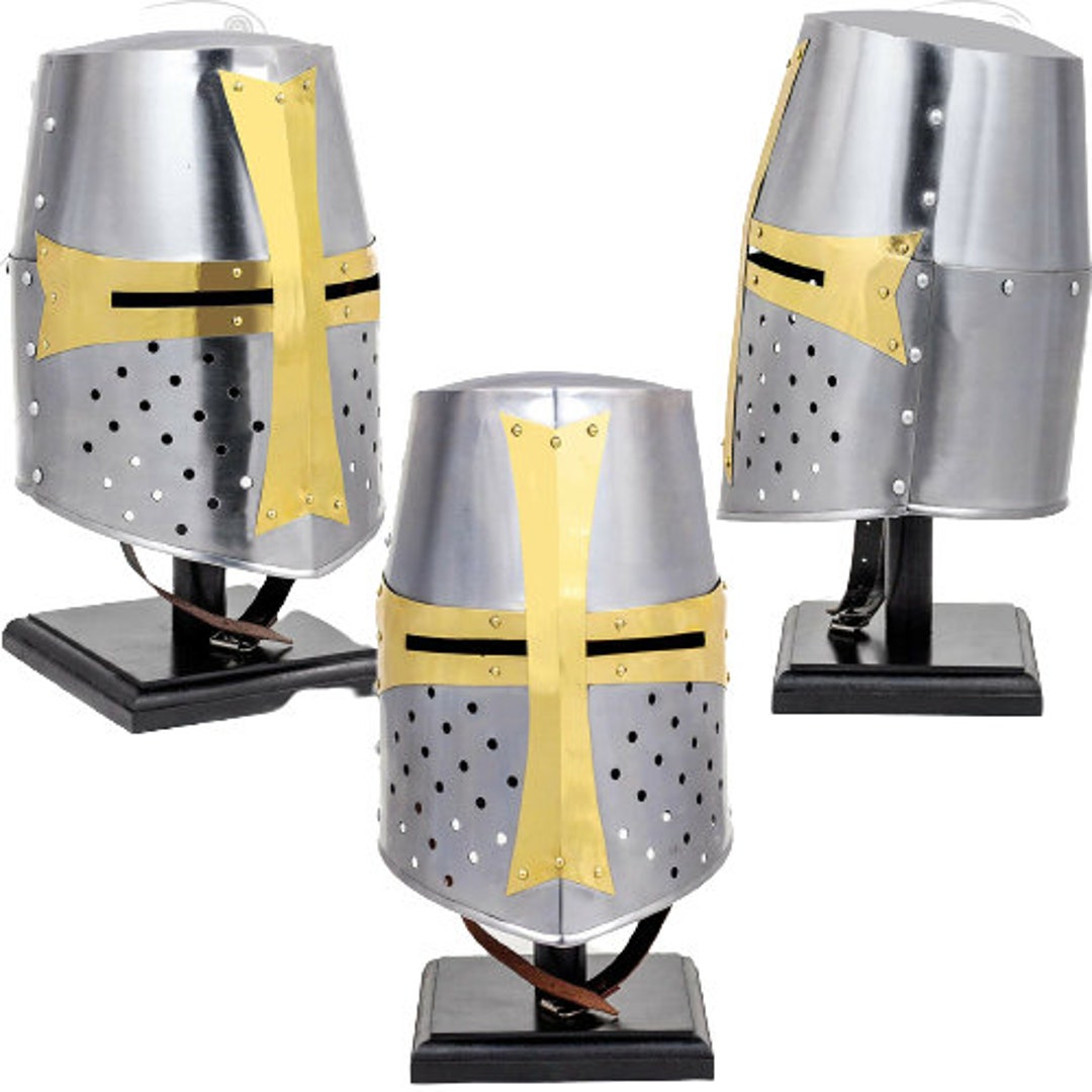 Crusader Helm Medieval Brass Helmet Knight Handmade Armor Crusader New ...