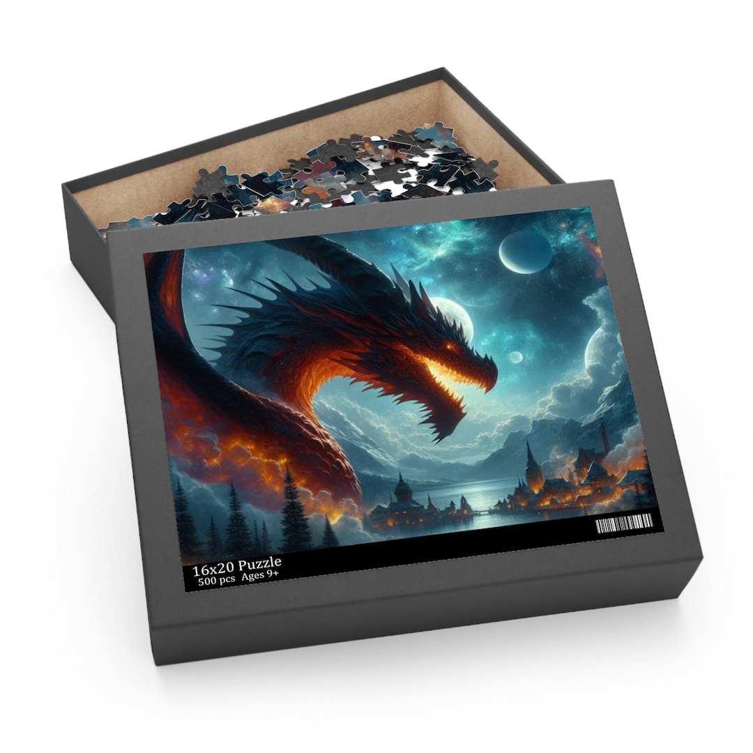 Dragon Puzzle, Mythical Creatures Jigsaw, Mystical Art Family Activity ...