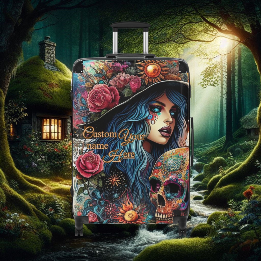 Suitcase, Blue Witch Luggage, Whimsigoth, Rolling Luggage, Floral ...