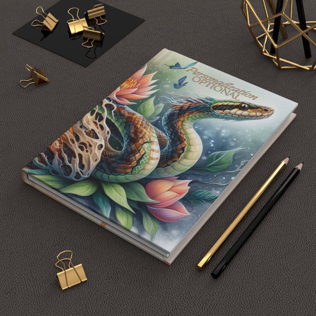 Snake Hardcover Journal, Personalized Fantasy Notebook, Watercolor ...
