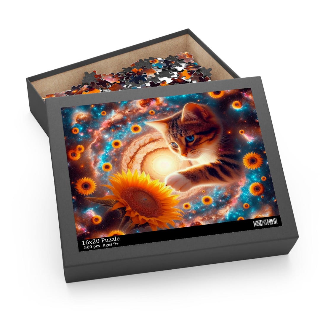 Kitten Playing in Sunflowers in Space Puzzle 120, 252, 500-piece Fun ...