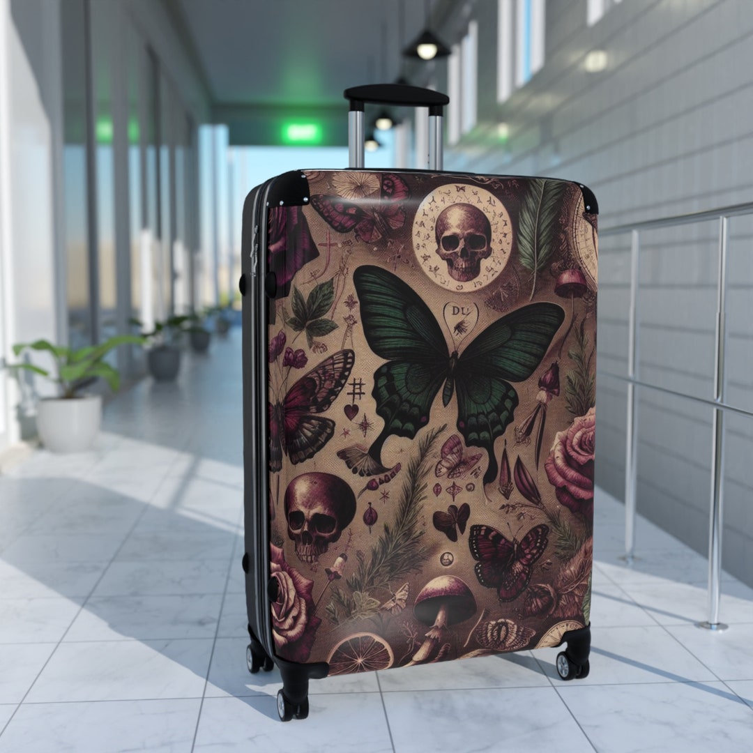 Suitcase, Gothic Luggage, Rolling Luggage With Dark Cottagecore ...