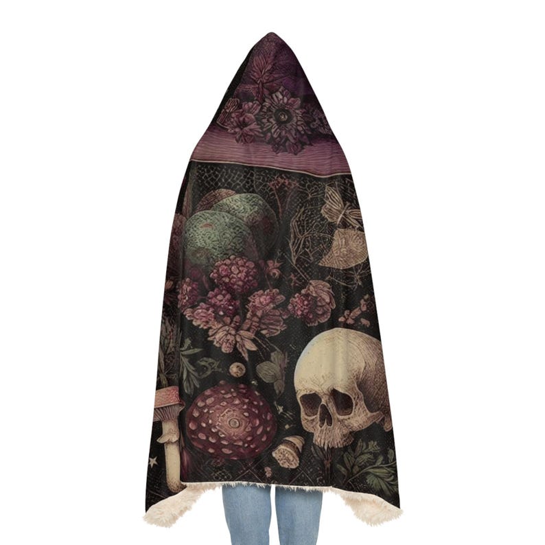 Sherpa Hooded Blanket, Gothic Witch Cloak, Halloween Cape, Cozy Camping ...