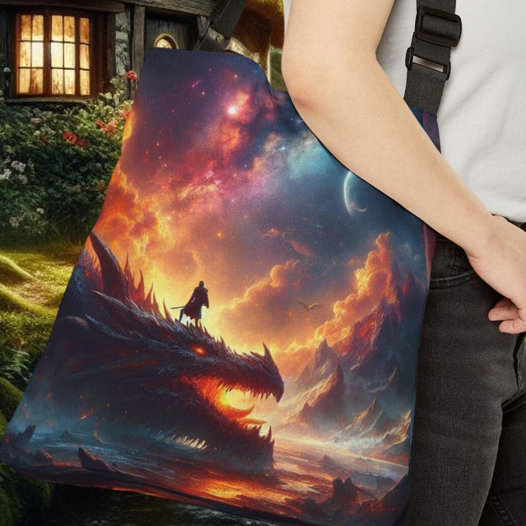 Fantasy Dragon Bags, Adjustable AOP Totes, Vibrant Dice Bag, Reusable ...