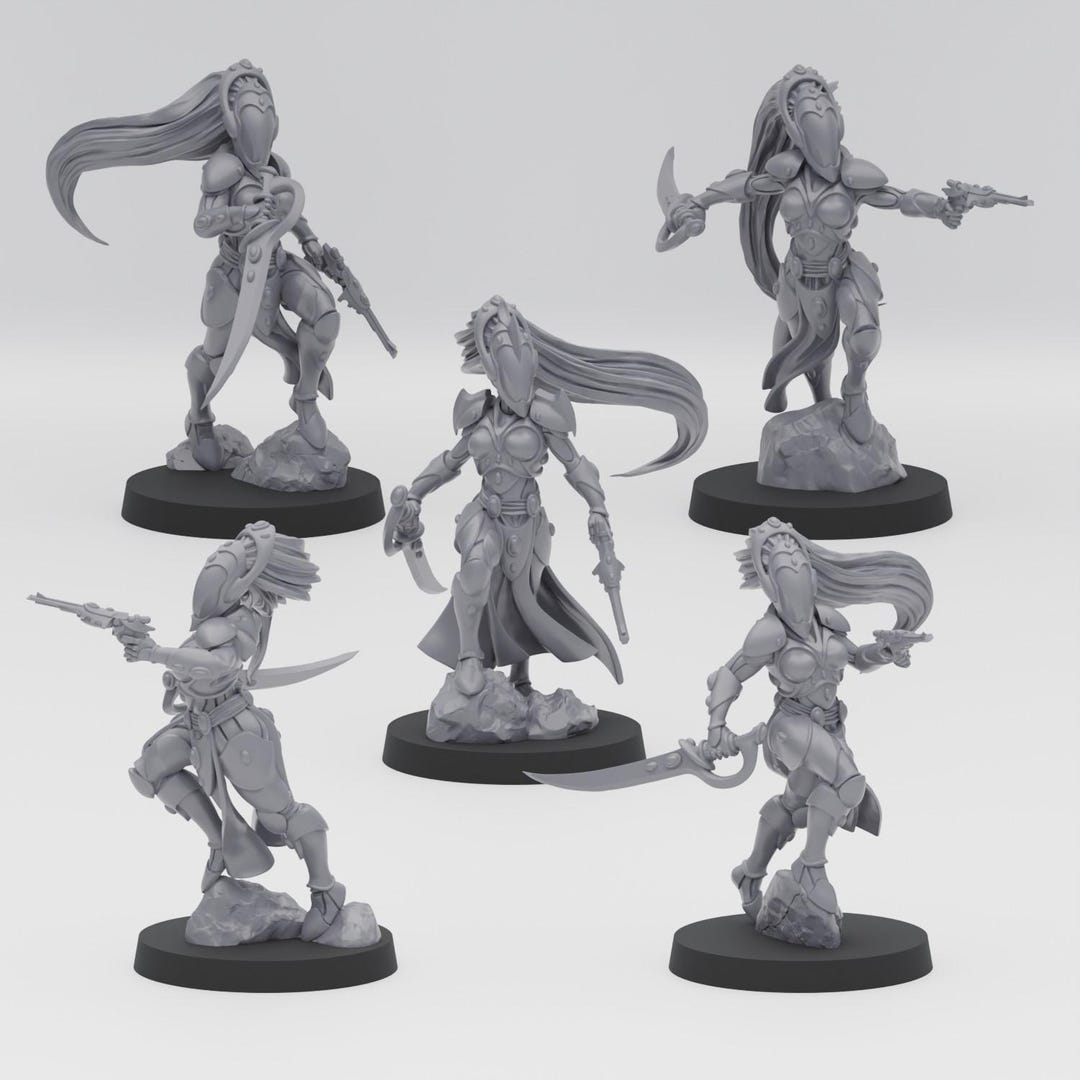 5x Space Elves Maidens, 32mm Tabletop Miniatures, 16K Resin - Etsy