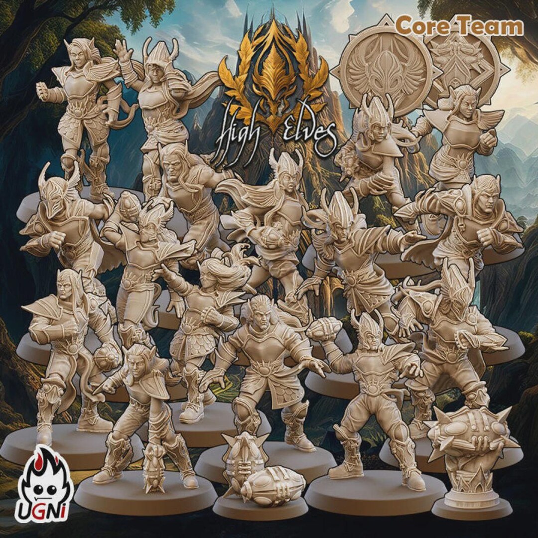 High Elves Fantasy Football Team, 16 Tabletop Miniatures, 16K Prints - Etsy