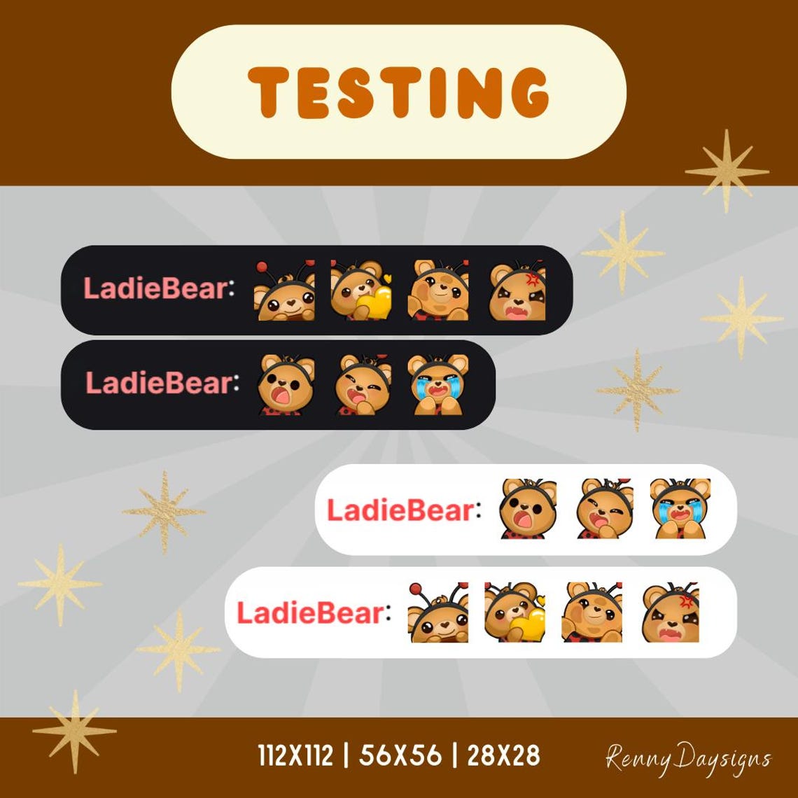 Ladybug Teddy Bear Twitch Emotes | Cute Teddy Bear Sub Emote Set ...