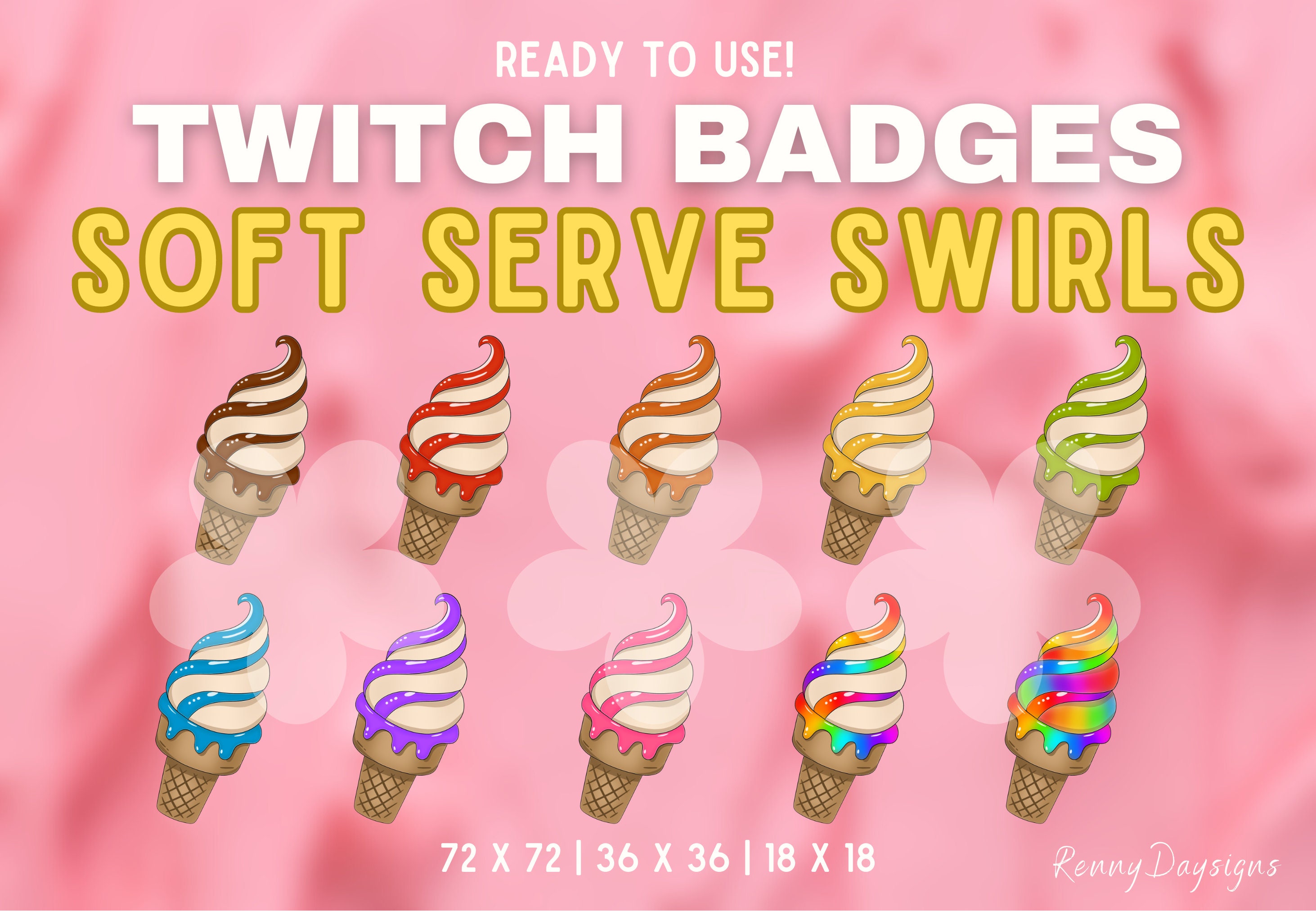 Dessert Twitch Badges | Ice Cream Cone Sub & Bit Badges | Cute Food ...
