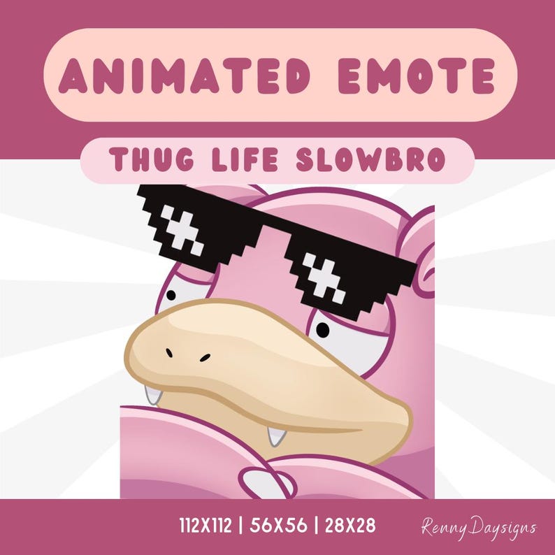 Pokemon Funny Animated Emote | Slowbro Twitch Emote | Thug Life Cool ...