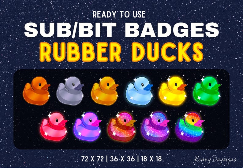 Rubber Duck Twitch Badges | Duck Sub & Bit Badges | Cute Animal Stream ...