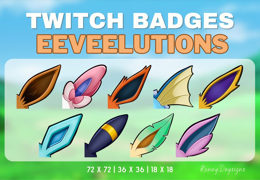 Pokemon Sub & Bit Badges – Eeveelution Twitch Badge Set | Eevee ...