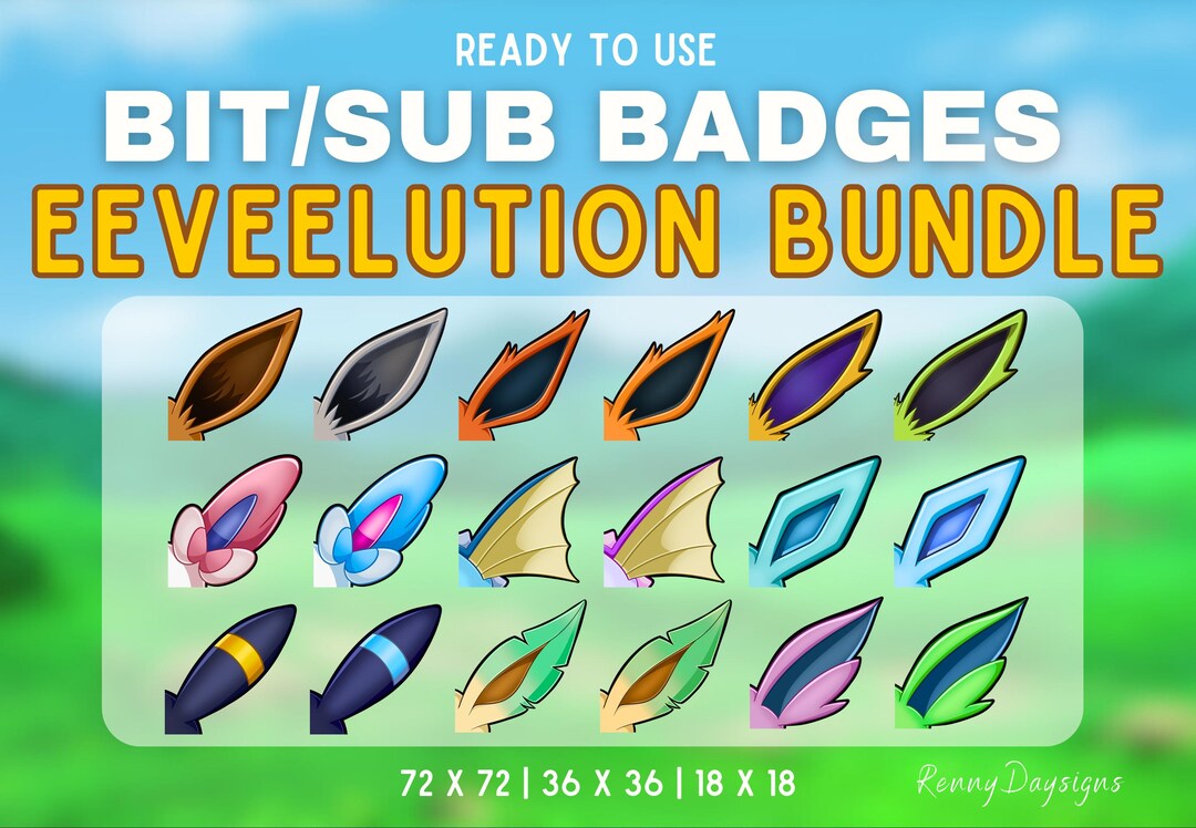 Pokemon Sub & Bit Badges – Eeveelution Twitch Badge Set Bundle | Eevee ...