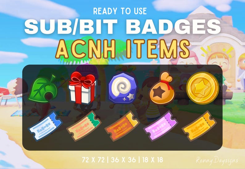 Animal Crossing Twitch Badges: ACNH Items, Leaf, Tickets (digital Pngs ...
