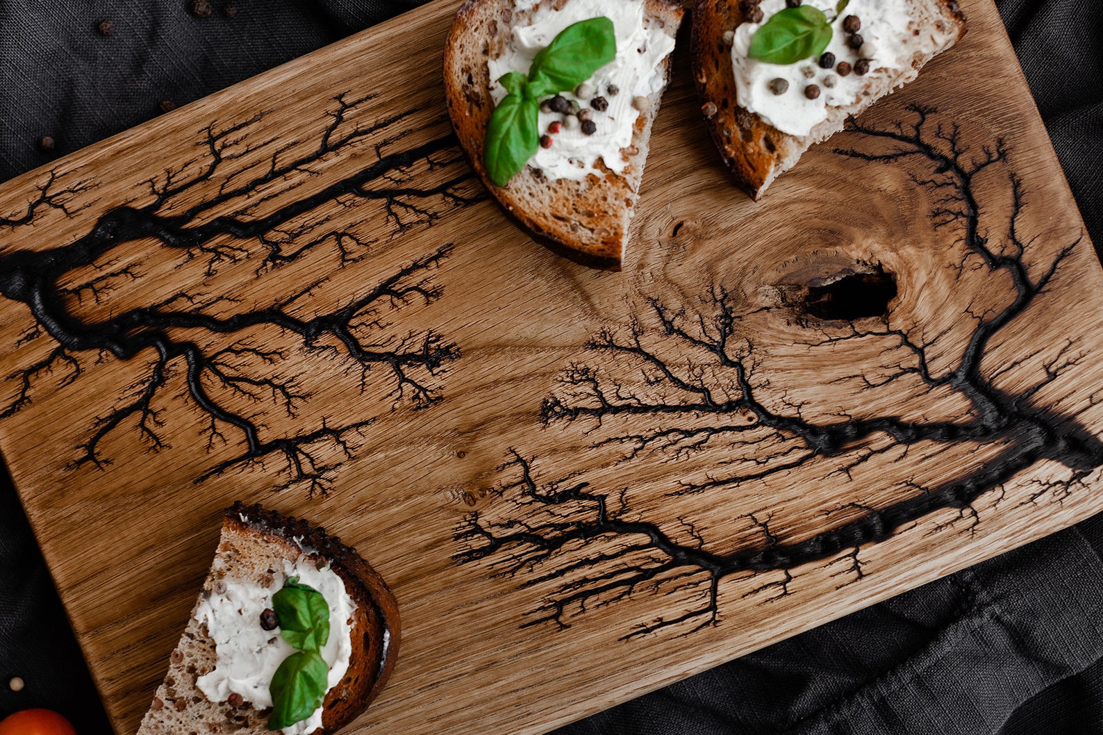 Wood Cutting Board, Serving Board, Burned Oak Wood Werving Board ...