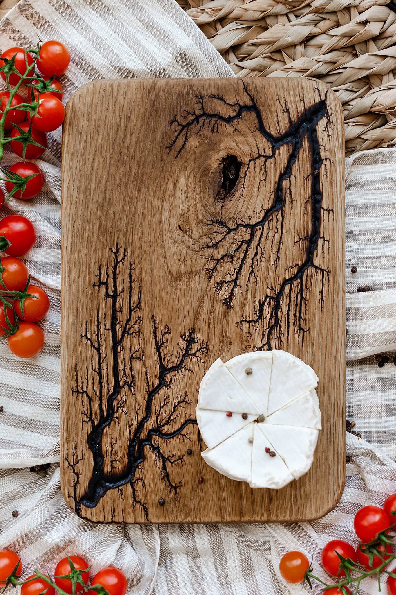 Wood Cutting Board, Serving Board, Burned Oak Wood Werving Board ...