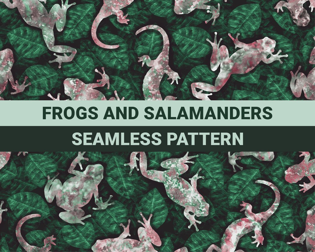 Frogs and Salamanders Seamless Pattern. Repeatable Graphics for Textile ...