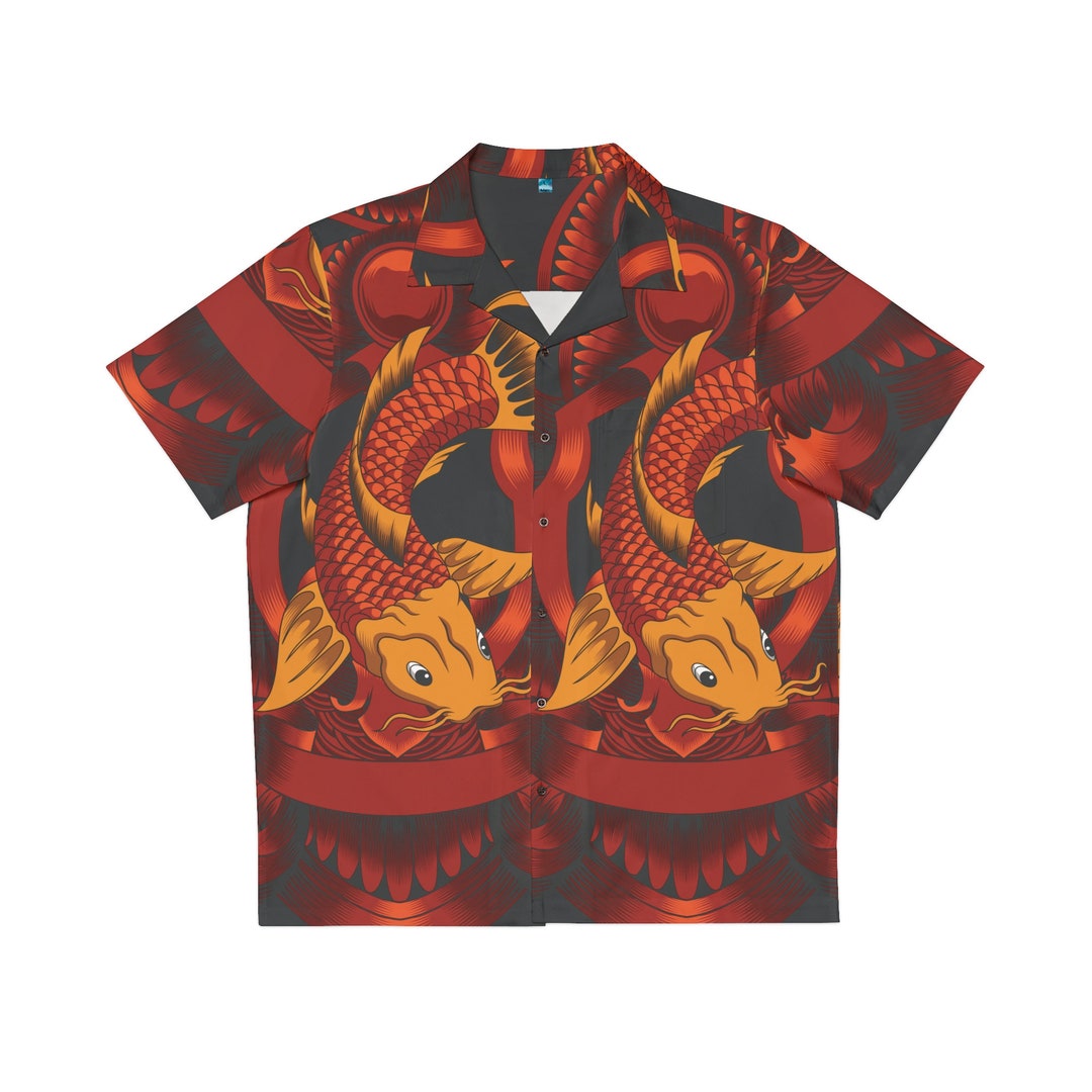 Japanese Pattern Button Up/retro Style Button Up/mens Button up Shirt ...