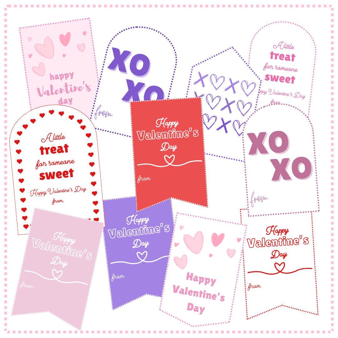 Valentine's Day Class Gift Tags, Treat Tags - Etsy