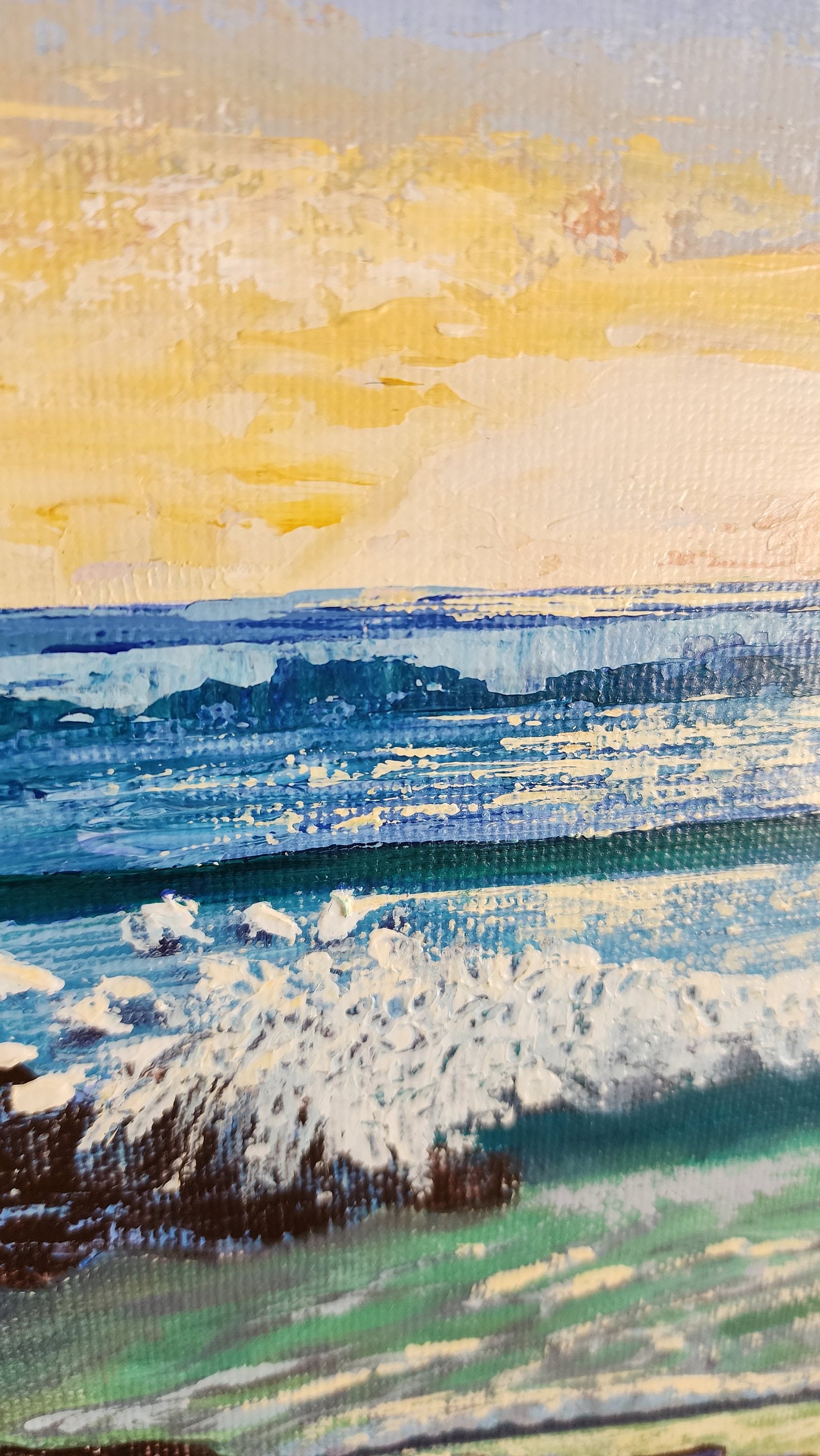 Ocean Beach Rocks Sunrise Original Painting Crashing Waves Seascape ...
