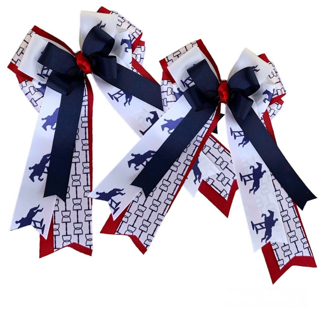 Equestrian Show Bows Red Horse Show Hair Bows Belts Saddle Pad Helmets ...